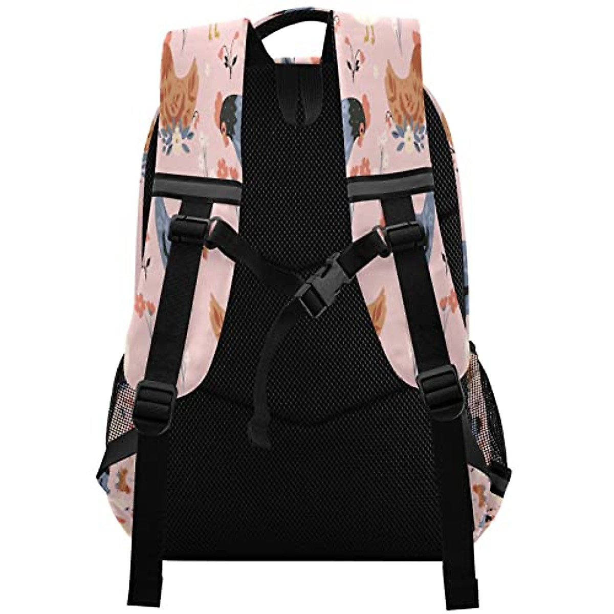 Vozoza Chickens and Flowers Backpack for Girls Kids Boys School Bookbags,Student Laptop Backpack Carrying Bag Casual Lightweight Travel Sports Day Packs