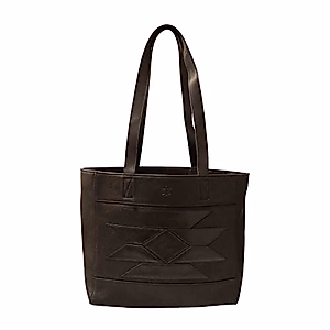 STS Ranchwear Western Leather Kai Collection Two Shoulder Straps Tote Handbag, Black