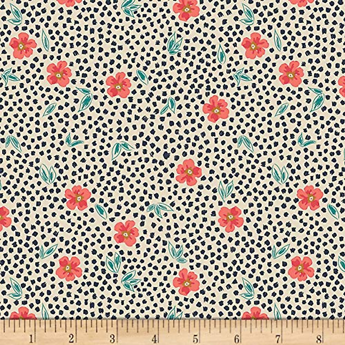 Art Gallery Fabrics Art Gallery Indie Folk Mist Flora Luminous Fabric, Red and Black