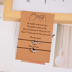 GBTBYS 2 Pcs Dinosaur Lovely Charm Pinky Promise Distance Matching Bracelets for Women Mother Father Son Daughter Best Friend BFF Friendship Girlfriend Boyfriend Christmas Birthday Gift