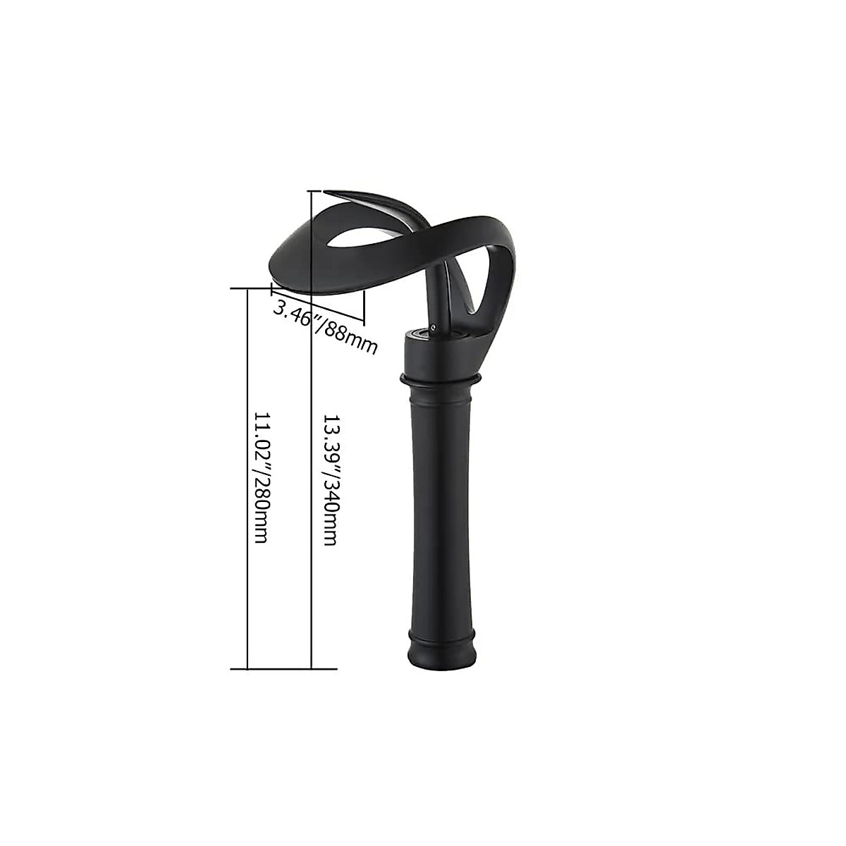 Lovedima Elegant Tall Waterfall Single Handle 1-Hole Bathroom Vessel Sink Faucet Solid Brass Lavatory Vanity Sink Faucet,Black