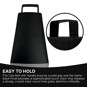 Cow bell with Handle 7 inches and 11” Cowbell Beater Stick - Made of Steel - Antique Cow bells Noise Makers for Football Games, Sporting Events, Celebrating and More (Matte Black)