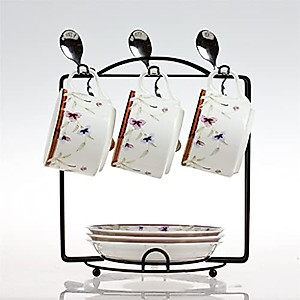 XWOZYDR Kitchen Water Draining Coffee Cup Plate Holder Storage Mug Hanging Rack Stainless Steel Black Drying Display Stand Organizer