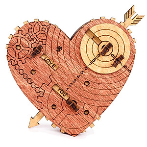 iDventure Tin Woodman's Heart - 3D Puzzle Box - Jewellery Box - Money Box for Cash - 3D Puzzle for Adults - Gift Box - Wooden Box - Treasure Box - Wedding Anniversary Present - Valentine's Day