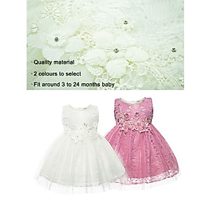CIELARKO Baby Girl Dress Infant Flower Lace Wedding Party Dresses for 0-24 Months (18-24 Months, White)