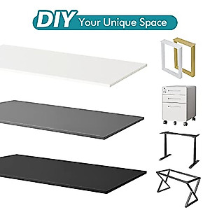 Kaboon 60x24 Black Table Top Marble Surface, Solid One-Piece Desktop, Universal Wood Countertop, Reversible Laminate Top, Double Desks, L-Desk DIY, 23.62" D x 59.1" W