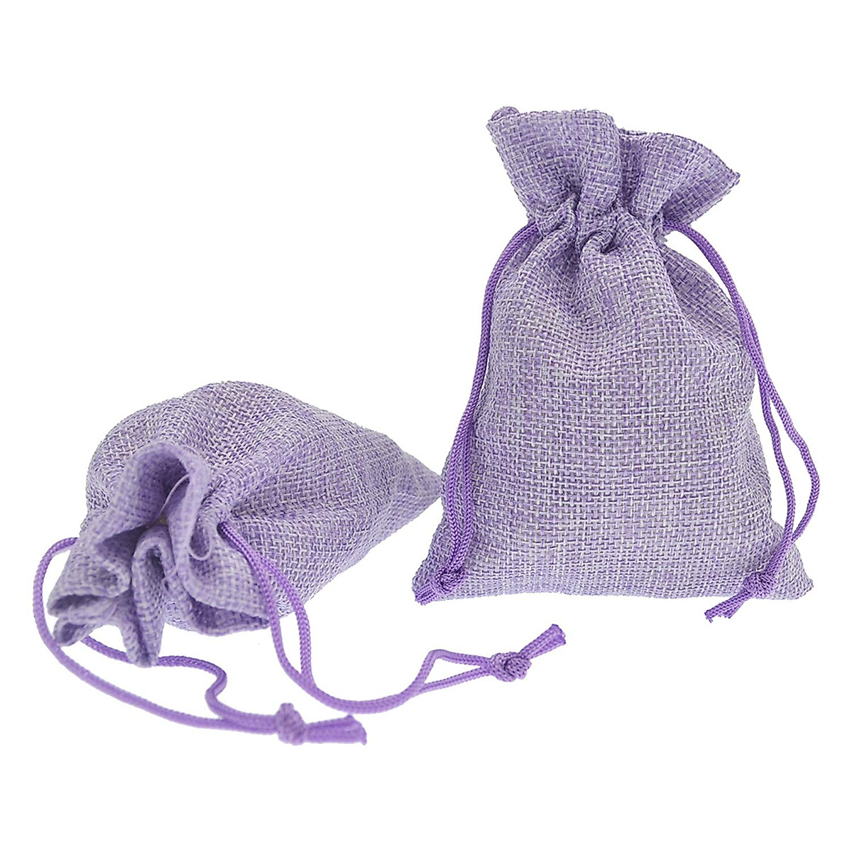 Bezall 20pcs Burlap Bags with Drawstring 2.7 x 3.5 inch, Linen Gift Bags Jewelry Pouches Sachets for Wedding Party Favor, DIY Crafts Projects, Presents (Light Purple)