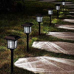 GIGALUMI Solar Path Lights 8 Pack, Solar Powered Garden Lights Outdoor, Bright Solar Yard Lights Waterproof for Landscape, Lawn, Pathway, Walkway and Driveway (Cold White)