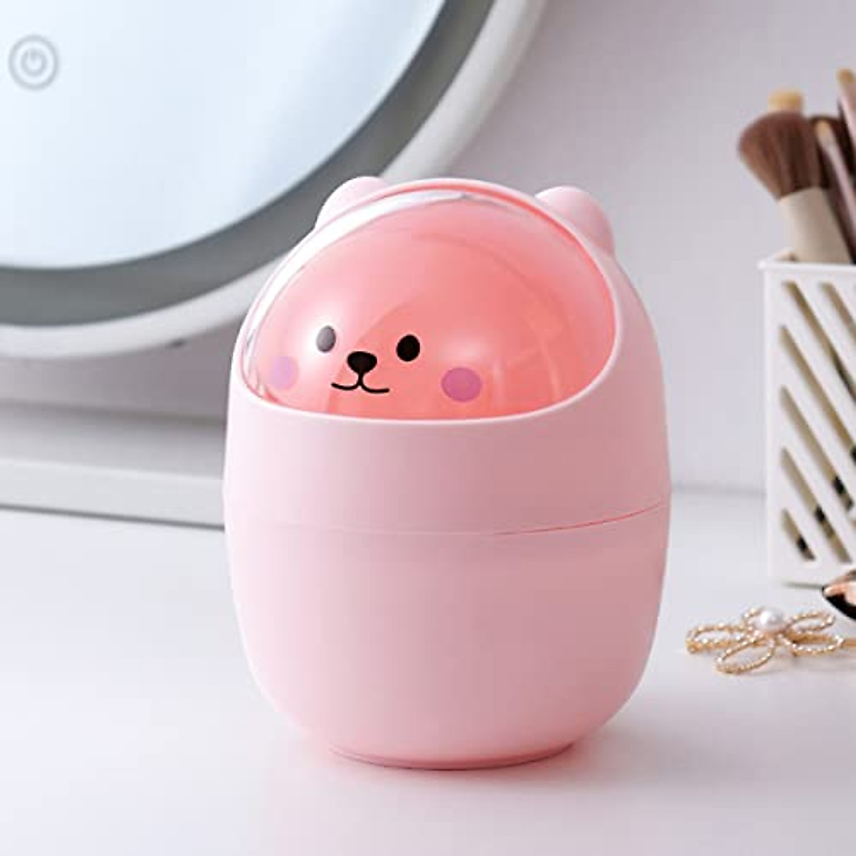 Cabilock Kawaii Things Kawaii Things Desktop Bin Plastic Home Lovely Bucket Can Garbage Shake Mini for Trash Office with Creative Lid Storage Container Cartoon Strawberry Kitchen Cute Bins