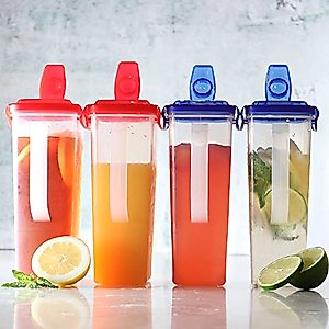 Pitcher 50 Oz. | Plastic Pitcher with Lid | Jug for Fridge | Juice Container with Lid | Iced Tea Pitcher | Airtight Pitcher with Spout Perfect for Lemonade, Water. BPA Free, Red (Small))