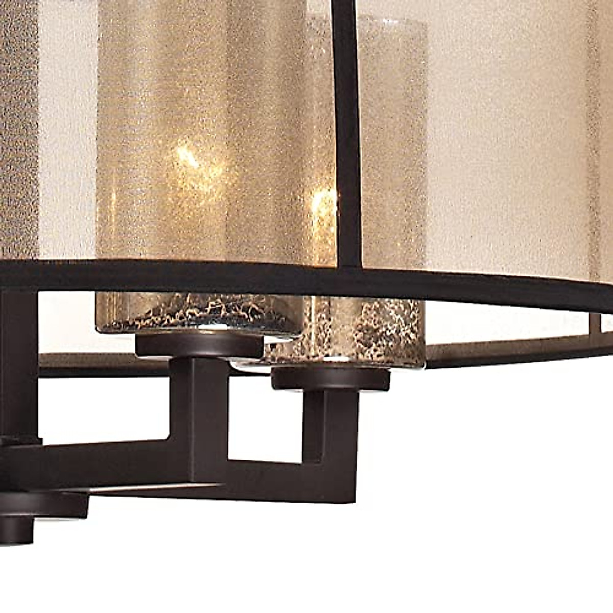 Elk Home Diffusion Modern 4-Light Chandelier-Oiled Bronze Metal, Beige Organza Fabric and Mercury Glass Shade, W24 X D24 X H25 Inch, Mid-Century Modern, Luxe Glam, LED and Dimmer Compatible