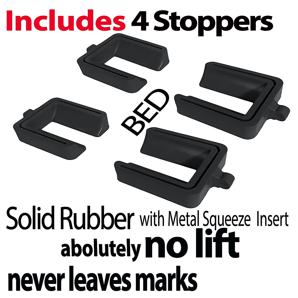 iPrimio No Lift - Bed and Furniture Stopper - Requires No Lifting of Your Bed - It Works - Caster Cups Keeps Bed and Furniture from Sliding Bed Caster Stopper. Solid Rubber (4, Black)