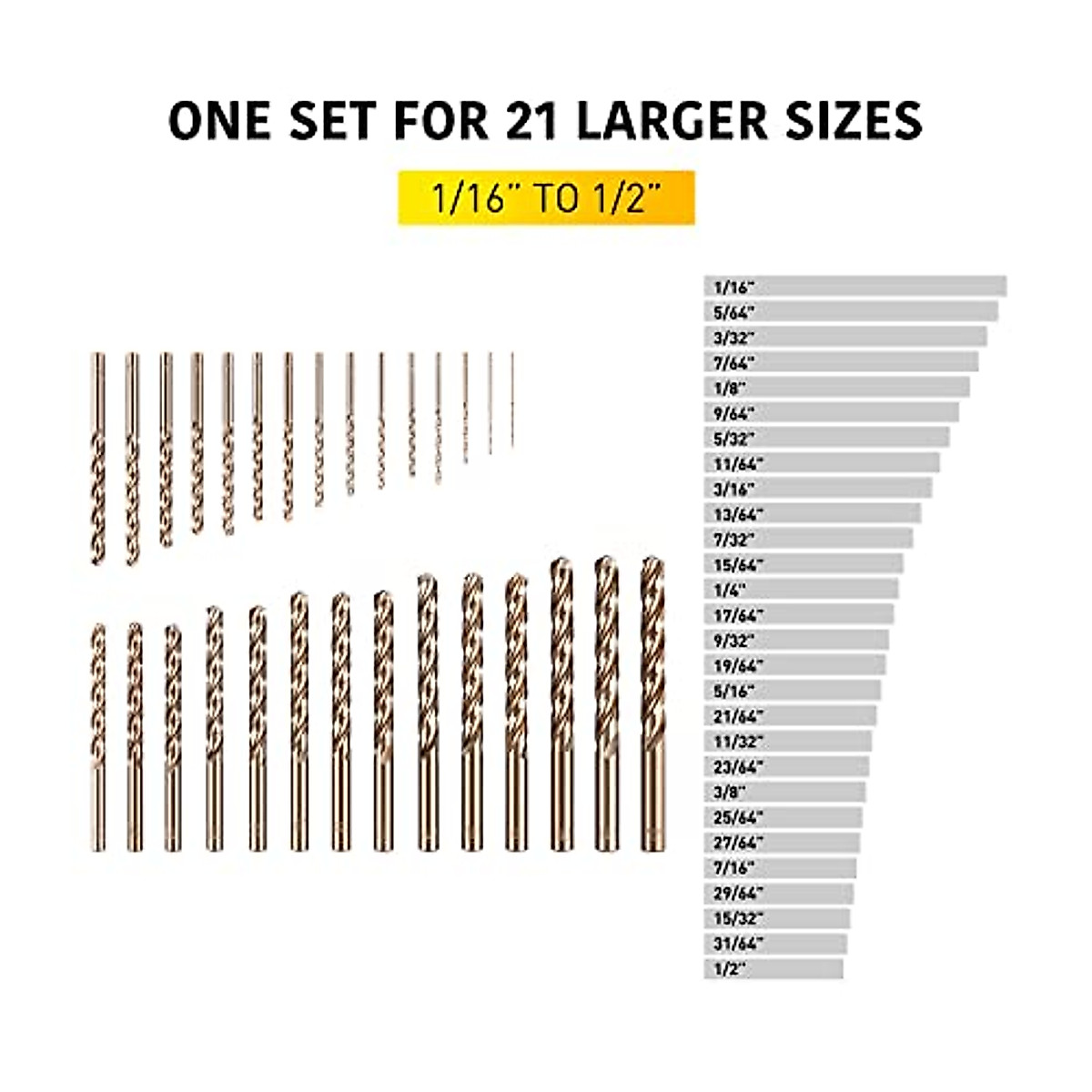 Anfrere 29pcs Cobalt Drill Bits Set, M35 Drill Bits for Cutting Hard Metal Hardened Steel Wood, Three Flute 1/16 to 1/2 Inch Twist Drill Bit Set for Corded or Cordless Power Drills Home Tools, 1029…