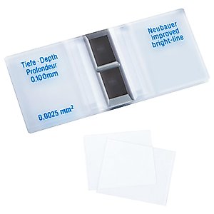 creahub Improved Neubauer Hemocytometer Cell Counting Chamber with Bright Line Hemocytometer, Cellware Chambers with 2 Pcs Cover Glass for Counting Cells, Pollen in Laboratory Factory Medical