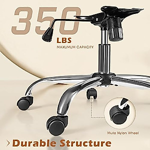 PUKAMI Home Office Desk Chair with Spring Seat,High Back Executive Office Chair,Ergonomic Computer Chair with Cushion Armrest,Height Adjustable Big and Tall PU Leather Chair with Lumbar Support(Khaki)