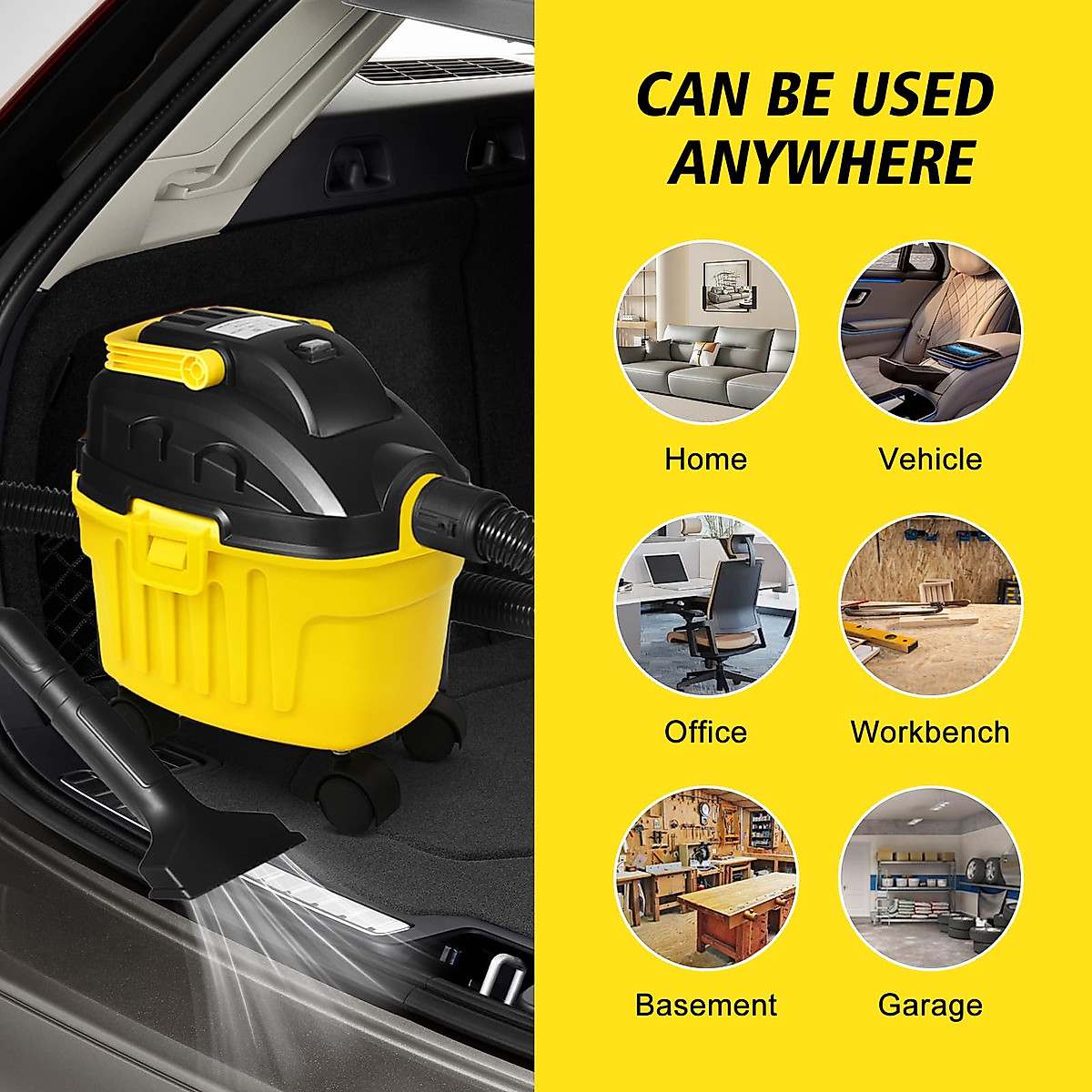 PRETEC Wet Dry Shop Vac, 2.5 Gallon Wet Dry Vacuum Cleaner, 3 Peak HP Small Shop Vac, 3 in 1 Portable Shop Vacuum with Nozzle, Filter, Vacuuming and Blowing, for Cleaning Floor, Upholstery, Gap, Car