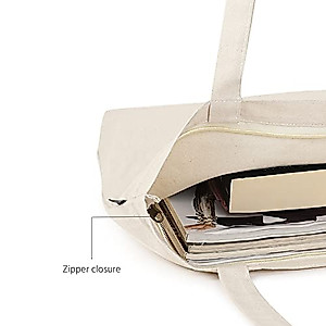 Eco Right Aesthetic Canvas Tote Bag for Women: Spacious, Zippered Closure, Reusable, Ideal for Beach, Shopping, Travel, School, Groceries - Cute & Eco-Friendly Gift for Girls, Teachers, Mothers