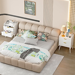 Aenuert White Nightstand Modern Bedside Table with 2 Storage Drawer, Small Night Stand, Wooden End Table,Sofa Side Table for Bedroom,Study Room and Small Spaces