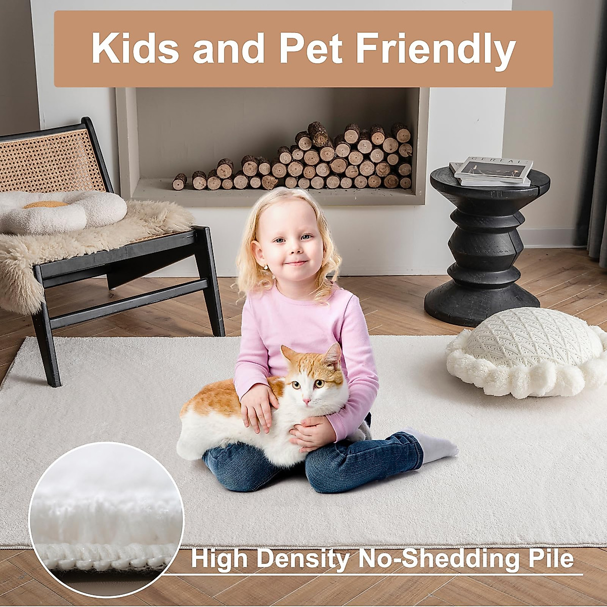 LIVEBOX Princess Pink Rug 3x5 Feet,Fluffy Rug for Girls Bedroom, Cute Furry Rug for Baby Kids Nursery Room, Non Shedding and Non Slip Washable Rug Shaggy Carpet for Living Room Teen Dorm