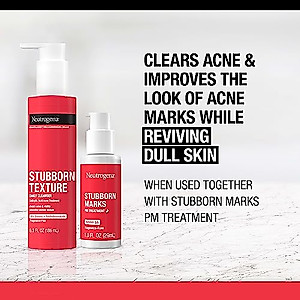 Neutrogena Stubborn Texture Daily Acne Facial Cleanser, Salicylic Acid Face Wash + Glycolic & Polyhydroxy Acids, Fragrance-Free, 6.3 fl. oz
