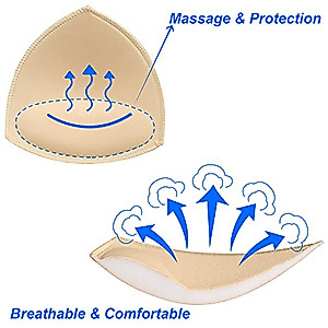 FANMAOUS 5 pairs Women's Triangle Bra Pads Inserts Removable Push Up Sports Bra Cups Replacements For Bikini Top Swimsuit (5 pairs beige C/D)