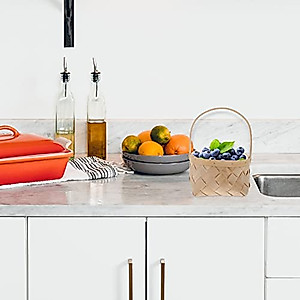 Handmade Rattan Storage Container Woven Storage Basket with Handle Seagrass Storage Basket Portable Flower Basket for Home Camping Wedding (Large)