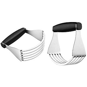 Spring Chef XL Dough Blender For Baking, Heavy Duty Pastry Blender, Stainless Steel Pastry Cutter Tool with Sharp Blades, Dough Mixer, Butter Cutter for Easy Mixing, Dishwasher Safe - 2 Pack - Black