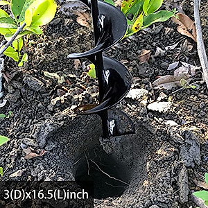SYITCUN Garden Auger Spiral Drill Bit Set for Planting 4 Pack 3"x16.5"&1.6"x16.5"&3"x12"&1.6"x9" Auger Drill Bit,Garden Drill Auger Bit for Planting,Planting Auger for 3/8” Hex Drive Drill