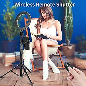 UBeesize Selfie Ring Light with Tripod Stand & Cell Phone Holder for Live Stream/Makeup, Mini Led Camera Ringlight for YouTube Videos/Photography(Black)