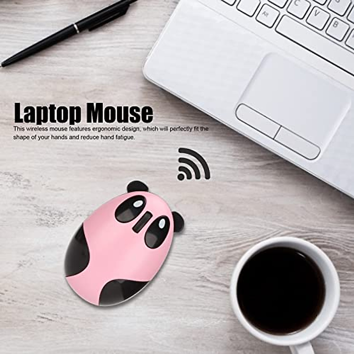 ASHATA Mini Cute Wireless Mouse, 2.4G Rechargeable Wireless 1200DPI Ergonomic Fashionable Gaming Mice with USB Receiver and 3 Buttons for PC Laptop Computer for Kids Girls, Customizable