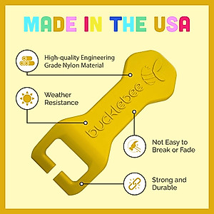 BUCKLEBEE Easy Car Seat Buckle Release Aid for Children Unbuckle Car Seat Release Tool - Car Seat Button Pusher - Car Seat Opener For Nails - Car Seat Buckle Release Tool (Yellow and Teal)