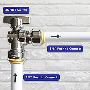 HQMPC Angle valve 1/2"X3/8" Angle valve Angle Stop Valve, No lead Brass 1/2" Ptc x 3/8" Push Fit Angle Shut Off Water Valve with Disconnect Clip Push-to-Connect, PEX, Copper, CPVC …