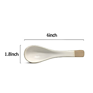 123Arts 4pcs Ceramic Japanese Retro Soup Spoons Dessert Spoons