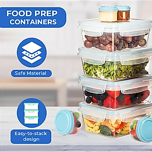 Shazo 44PCS Food Storage Containers with Lids, HUGE SET, Plastic Food Containers with Lids for Kitchen Organization, Airtight Leak Proof, Meal Prep, Easy Snap Lock Lunch Box, BPA-Free Storage Container