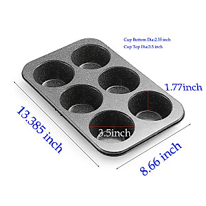 Monfish large muffin pan Jumbo Cupcake tin grey stone finish non sticking 3.5x1.75 inch cup
