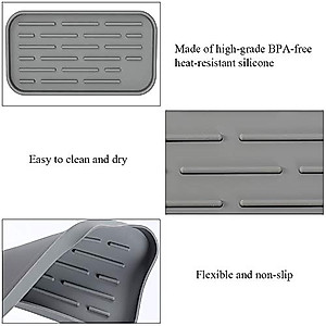 ETSAMOR Silicone Organizer Tray Gray Non Slip Heat Resistant Multi-use Sink Organizer Sponge brush Soap Dispenser Srubber Toothbrush and Other Accessories Organizer