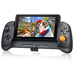Nargos Grip Controller for Switch/Switch OLED, Ergonomic Handheld Gamepad with 6-Axis Gyro, Dual Motor Vibration and Screen Capture Button (Black)