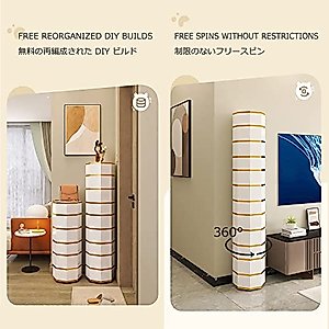 ZYFA 360° Rotating Round Octagon Shoe Rack Tower Cabinet, Lazy Susan, Free Standing Metal Revolving Stand, Vertical for Small Spaces Storage Simple & Modern The Entrance, black, 127CM