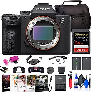 Sony a7 III Mirrorless Camera (ILCE7M3/B) + 64GB Memory Card + Bag + NP-FZ100 Compatible Battery + Card Reader + Corel Photo Software + Flex Tripod + Hand Strap + Memory Wallet + More (Renewed)