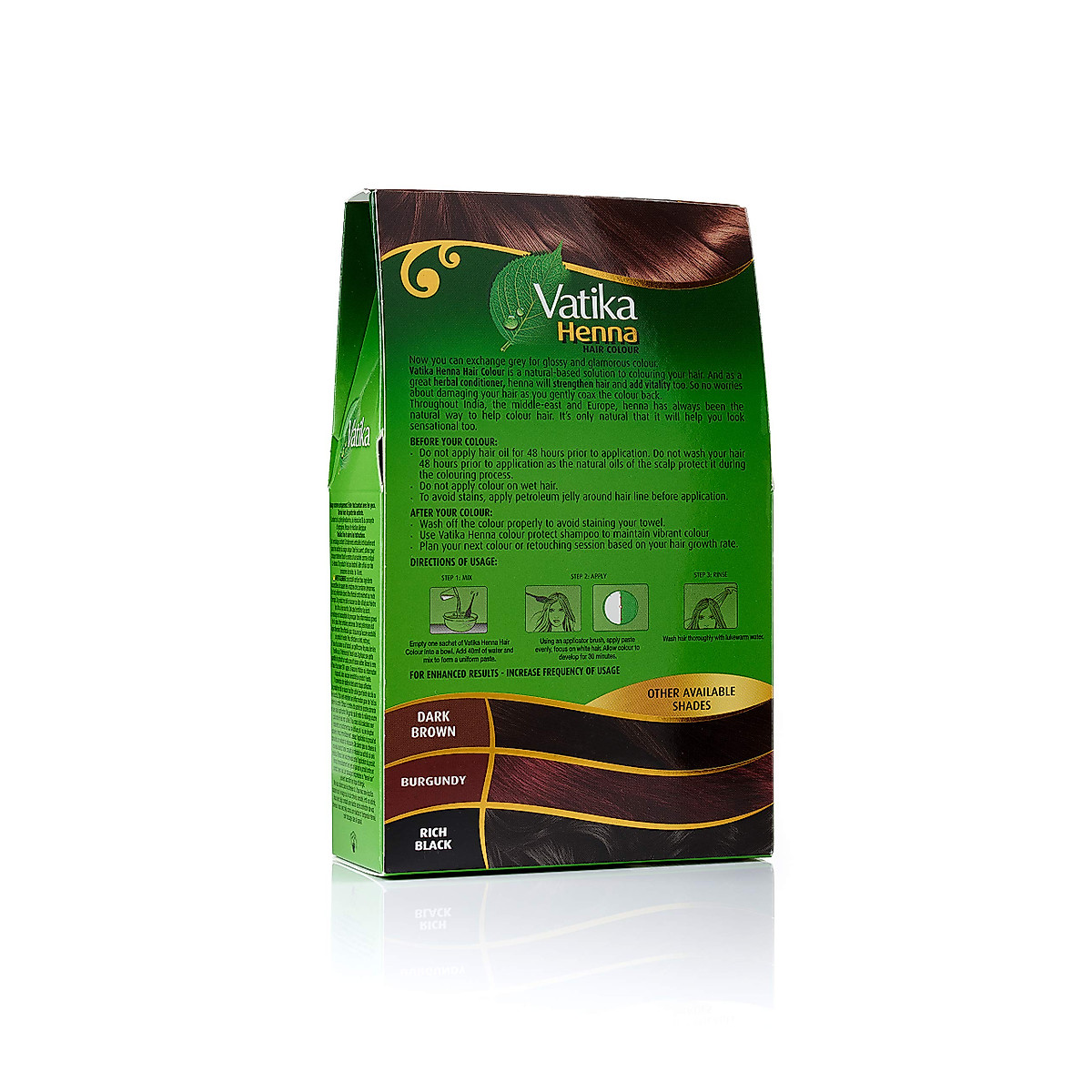 Dabur Henna Hair Color - Natural Brown, Henna Hair Dye and Conditioner, 0% Ammonia, 100% Grey Coverage, 6 Sachets X 10g