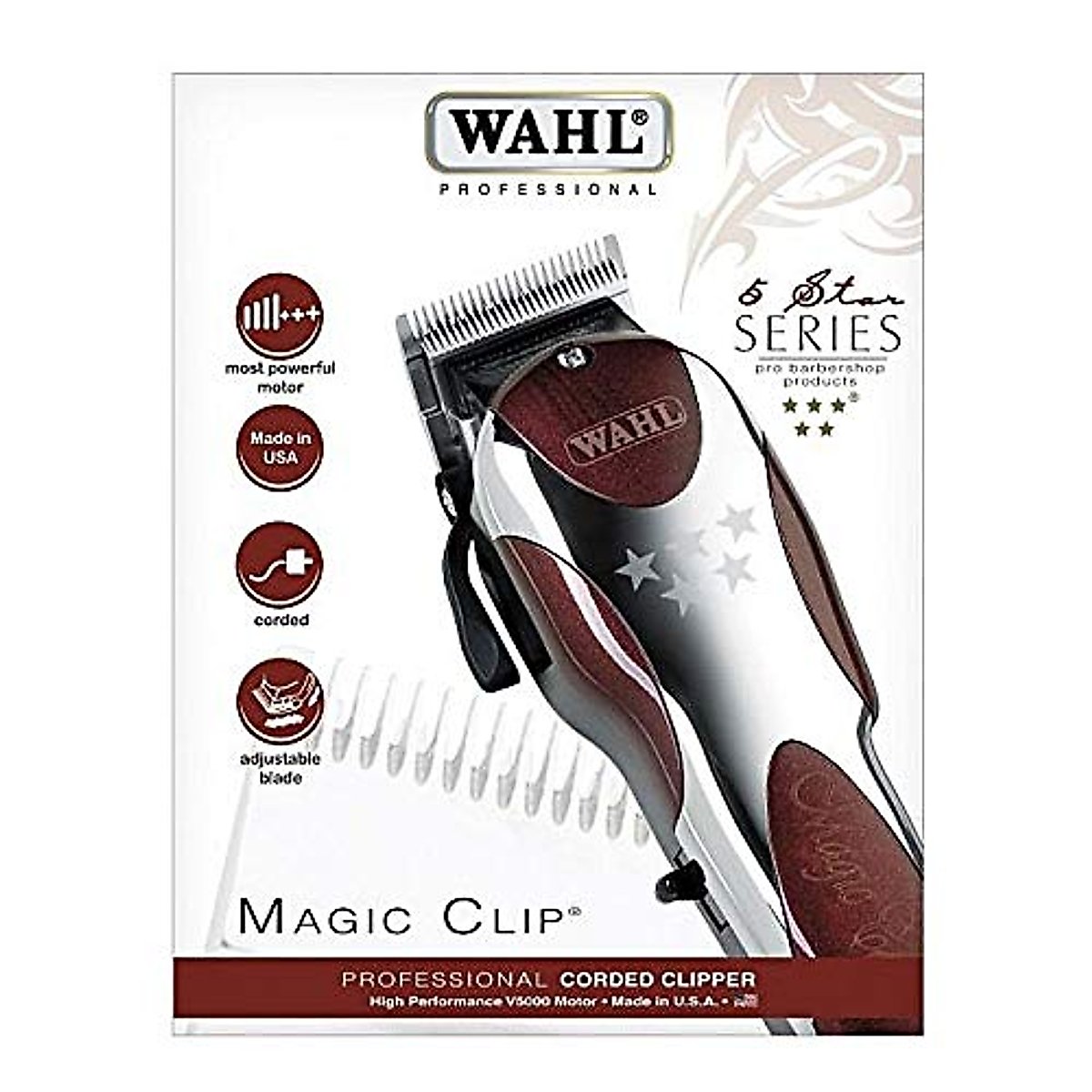 Wahl Professional 5-Star Magic Clip #8451 – Great for Barbers and Stylists – Precision Fade Clipper with Zero Overlap Adjustable Blades, Variable Taper & Texture Settings (with Clipper Oil)