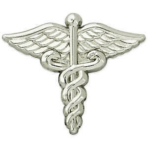 PinMart Silver Plated Medical Caduceus Lapel Pin
