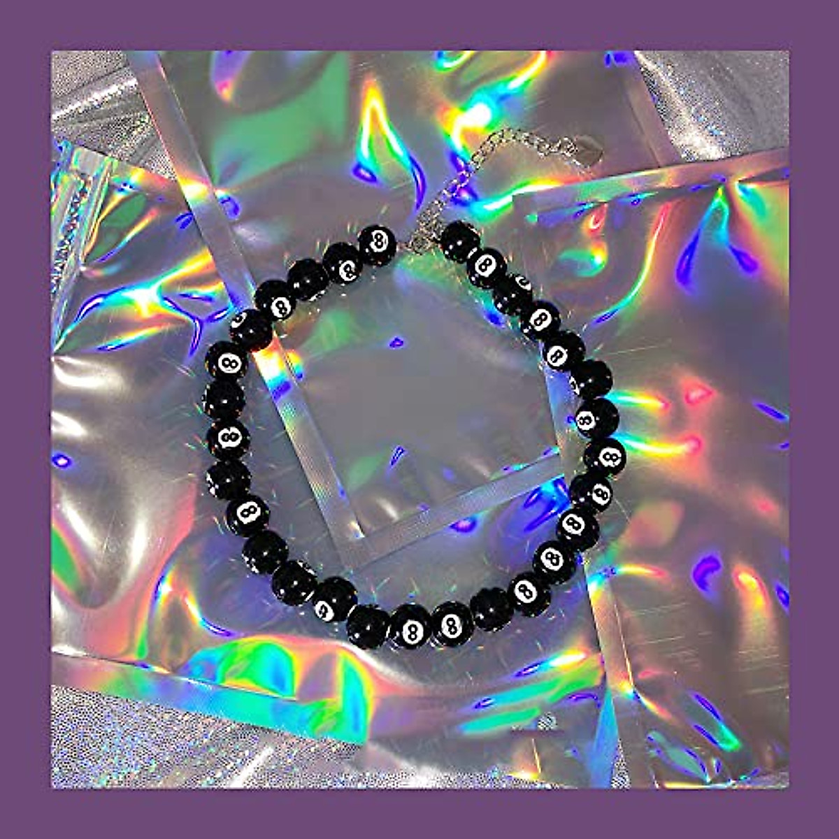 Billiard 8 Ball Choker Necklace Black # 8 Lucky Vintage Statement Y2K Goth Punk Cool Indie Creative Necklace Bracelet for Women Men… (Style1 Choker)