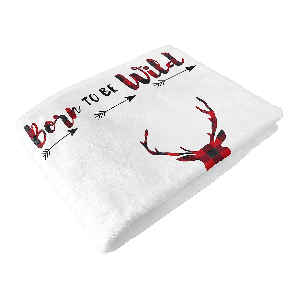 Sweet Jojo Designs Woodland Buffalo Plaid Boy Milestone Blanket Monthly Newborn First Year Growth Mat Baby Shower Memory Keepsake Gift Picture - Red Black Rustic Country Deer Lumberjack Arrow Forest