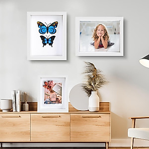 Shadow Box Frame Display Cases 8x10 - 3 Pack Deep Shadowbox Picture Frame with Galss 3D Display Wood Shadow Box Frame with Line Board