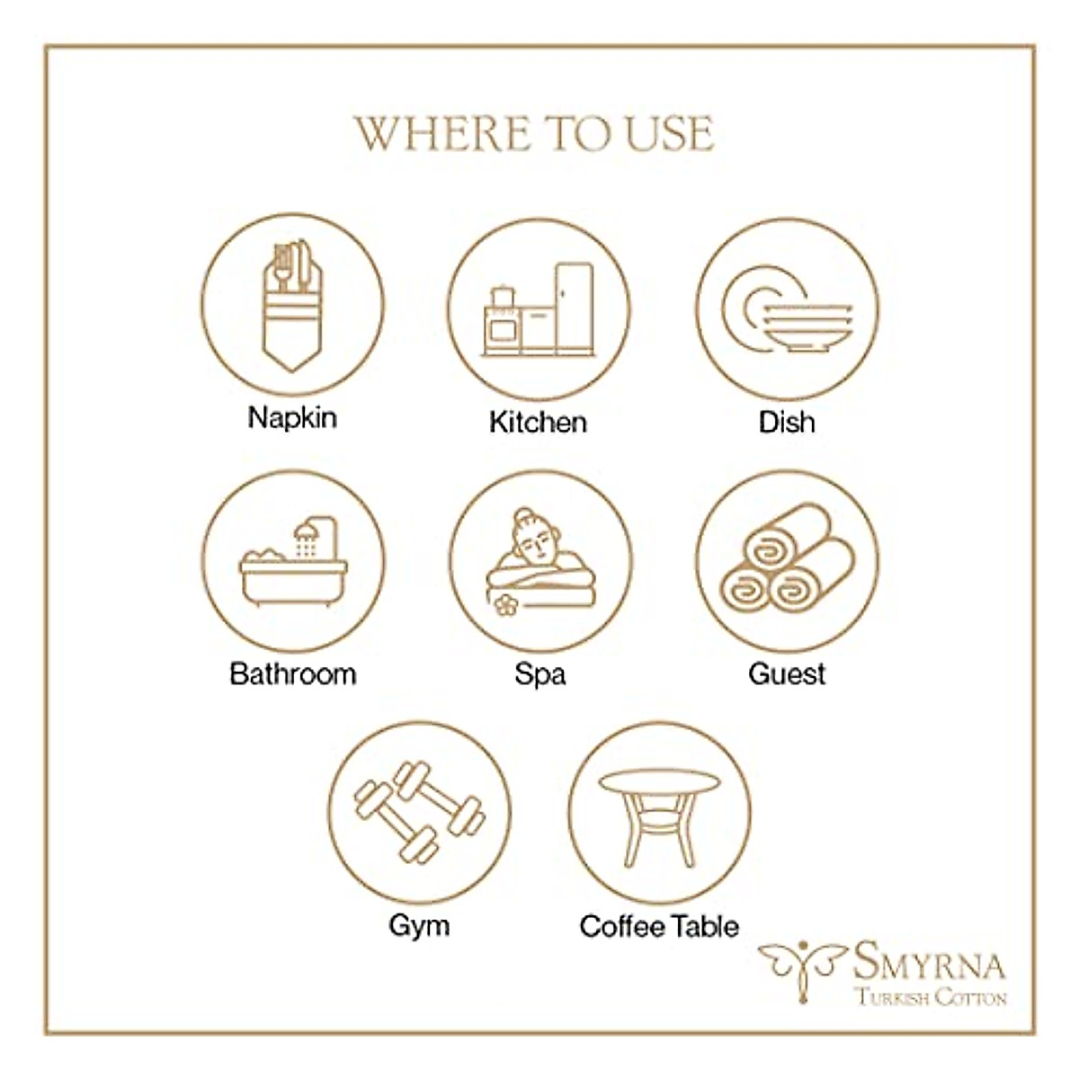 SMYRNA TURKISH COTTON Wash Cloths Pack of 6 | 100% Natural Cotton, 12"x17" | Versatile Bath Towels for Bathroom, Hotel, SPA | Ultra Soft, Absorbent, Prewashed and Quick Dry Turkish Hand Towels (Gray)