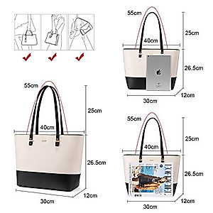 LOVEVOOK Purses for Women Large Handbag Faux Leather Tote Bag School Shoulder Bag with External Pocket
