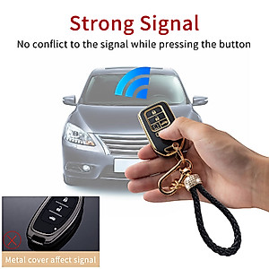 Gematay for Honda Key Fob Cover with Keychain Lanyard, Soft TPU Key Fob Protector Compatible with Honda Accord Civic CRV Pilot Odyssey Smart Key Case Holder
