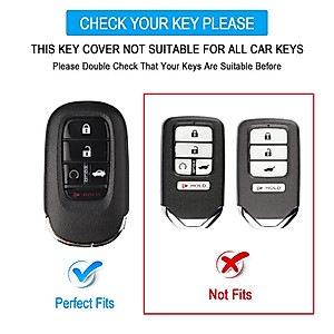 QBUC for Honda Key Fob Cover, Soft TPU Car Key Case Protector with Leather Keychain Compatible with Honda Accord Civic HR-V CR-V Pilot Odyssey Smart Remote Key