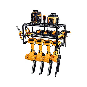 Power Tool Organizer, Garage Storage Wall Mount with 2 Pc Shelves/Heavy Duty Garage Organizers/Utility Rack for Screwdriver Pegboard Shed Workshop Cordless Drill Holder/Dad & Husband Garage Gifts